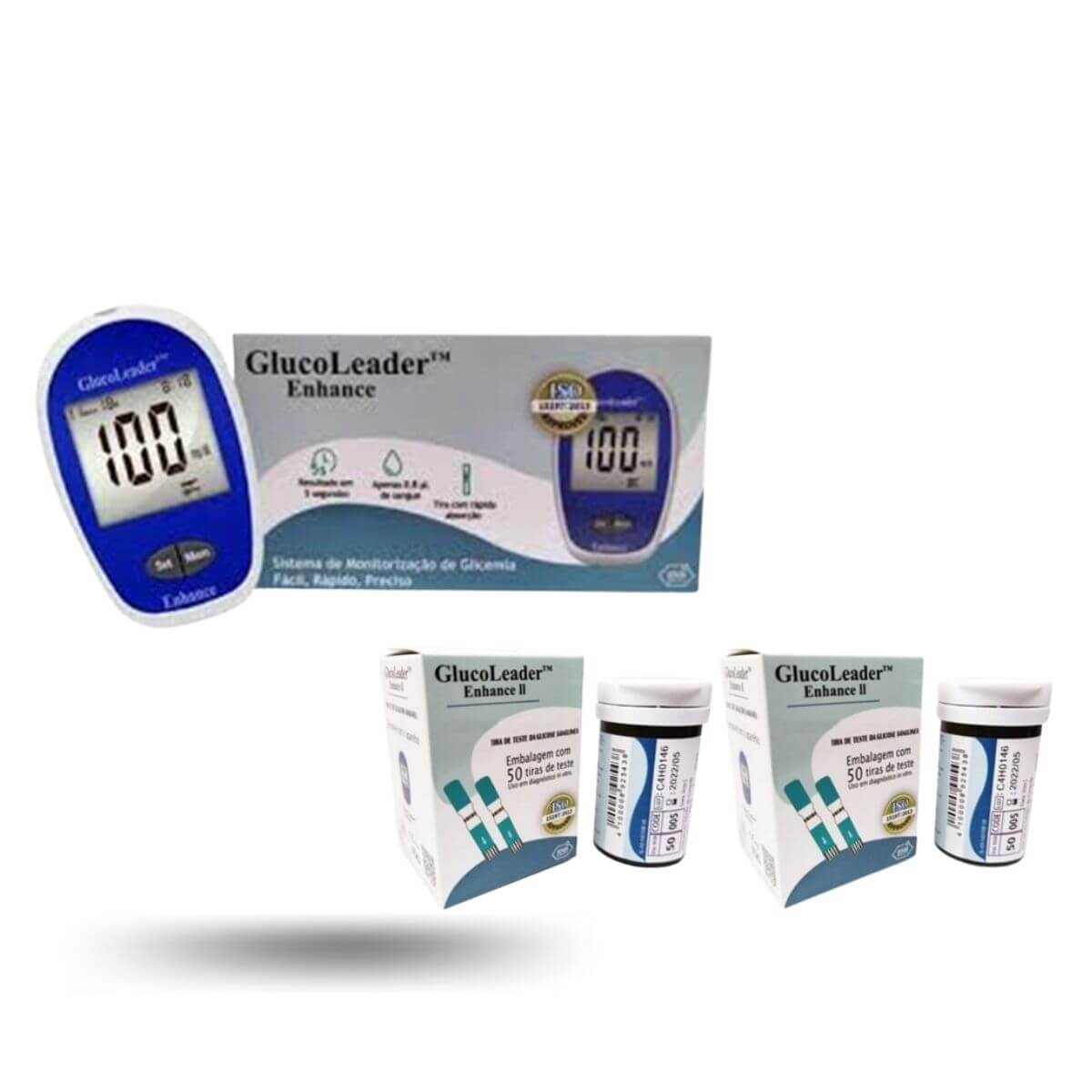 aparelho glucoleader com 2cxs 50 - Monitor Glucoleader + 2 cxs c/ 50 ...